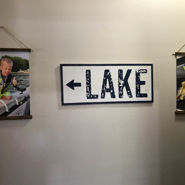 Large Lake Arrow Sign, Choose Your Size, Rustic Lake Decor, Lake House ...