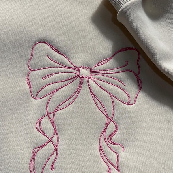 Big Sketched Bow Machine Embroidery File Design - 5x7 Inch Hoop ...