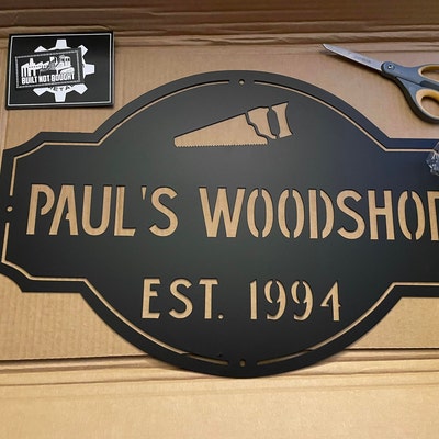 Personalized Woodshop Metal Sign Vintage Workshop Wall Art Custom Metal ...