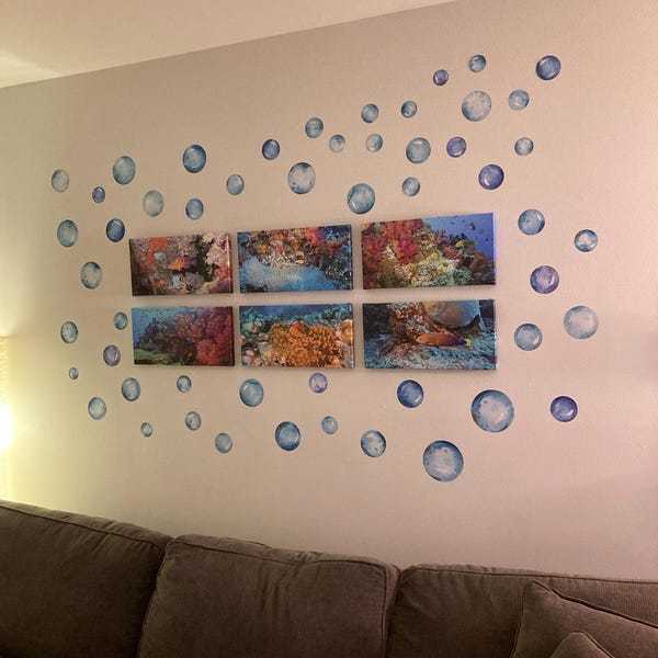 Watercolor Aqua Blue Bubbles Wall Decal Set • Underwater Bubble Wall ...