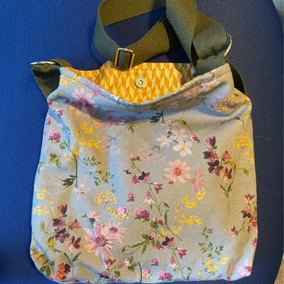 Denim Crossbody Bag, Washable Cloth Purse, Striped Shoulder Bag ...
