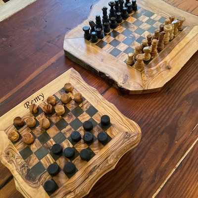 Rustic Chess Set With Rough Edges Chess Board Birthday - Etsy