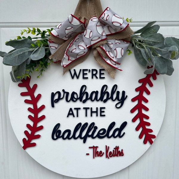 Baseball Door Hanger | Front Door Decor for Baseball Family | We're ...