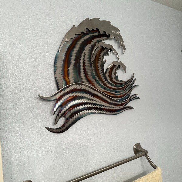 Stainless Steel Wave Beach Ocean Metal Home Cottage Vacation Home Sea ...