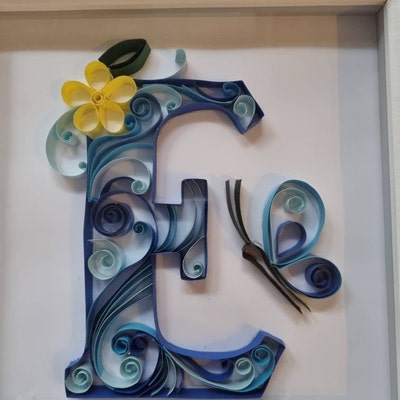 Letter E Quilling Wall Paper Art, Custom, Framed, Monogram ...