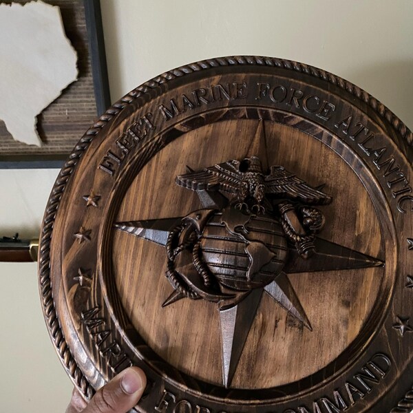 USMC Eagle Globe Anchor 12", Marine Corps, EGA, Mahogany, Military ...