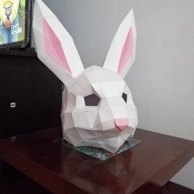 Rabbit Mask, Papercraft, DIY, Low Poly, Mask, PDF Papercraft, Rabbit ...