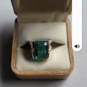 12 Carat Rare Deep Blue London Topaz Mens Square Shape Ring Sterling ...