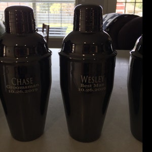 Cocktail Shaker Engraved, 16oz Stainless Steel Gunmetal Cocktail Shaker ...