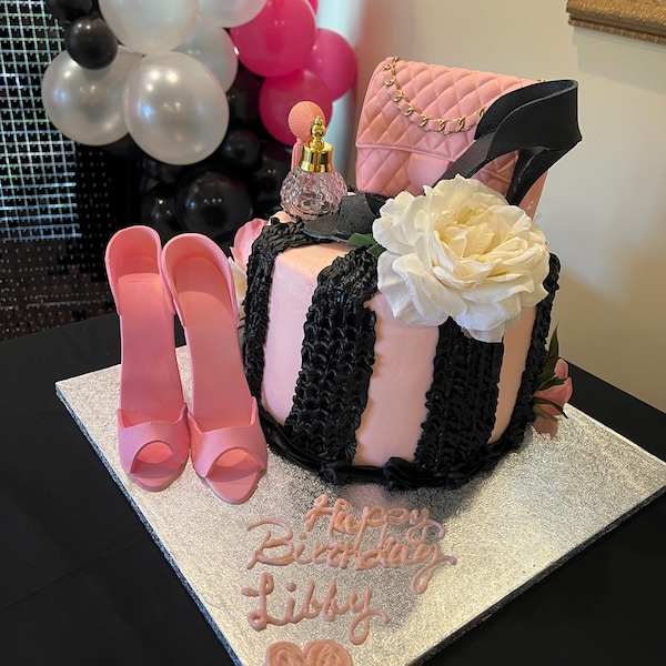 Light Pink Handbag Figurine Cake Topper With GOLD Chain - Etsy