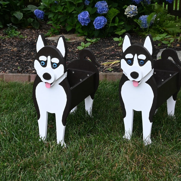 Scroll Saw Pattern, Siberian Husky Planter, Garden Ornament, Wooden Pet ...