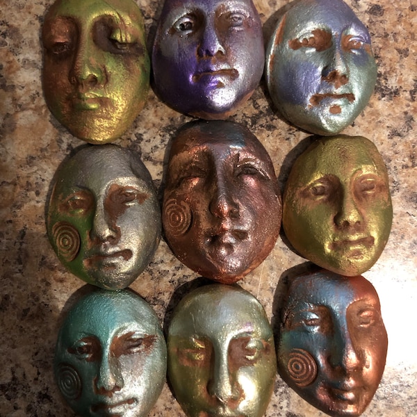 Three Celtic Forge Earthenware Shard Faces - Etsy