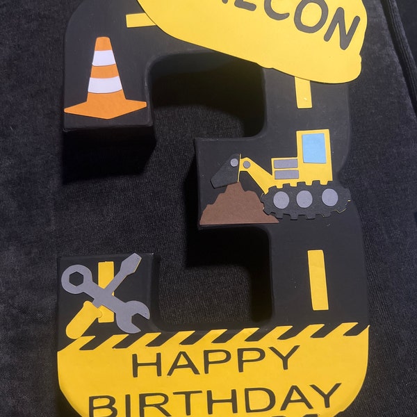 Construction Number Display Birthday Party, Excavator, Construction ...