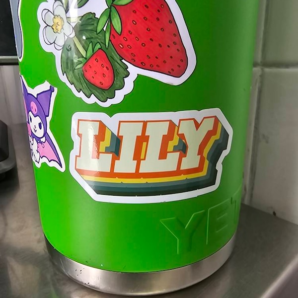 Personalized Name Sticker, Custom Vinyl Sticker, Gradient Color Name ...