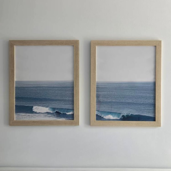 Ocean Waves Print Beach Wall Art Set of 2 Ocean Prints Blue Sea Print ...