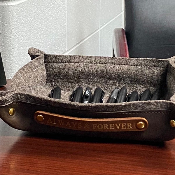 7th Year Wedding Anniversary Wool Copper Gift, Personalized Leather ...