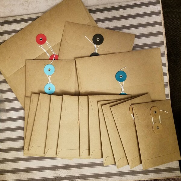 A7 String Tie Envelopes, White Buttons - Etsy