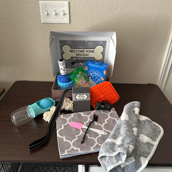Welcome Home Dog Box | New Puppy Survival Kit, Dog Adoption Box - Etsy