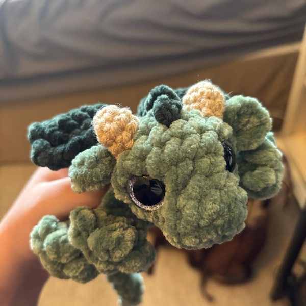 One Crochet Small Baby Dragon Plushie, Handmade Stuffie, Personalised Colours, Amigurumi Toy ...