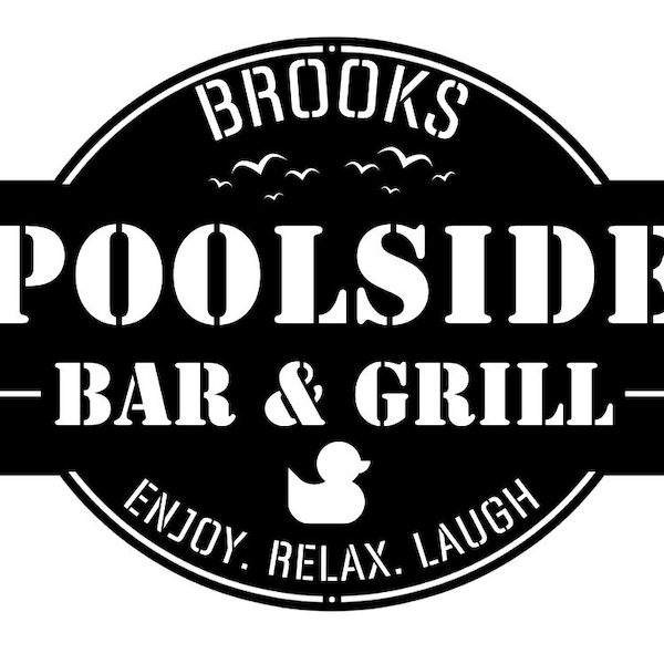 Custom Name Poolside Bar and Grill Metal Sign,pool and Bar, Tiki Bar ...