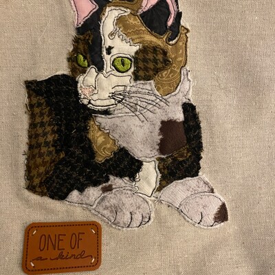 Raw Edge Applique Design 'calico Cat' - Etsy