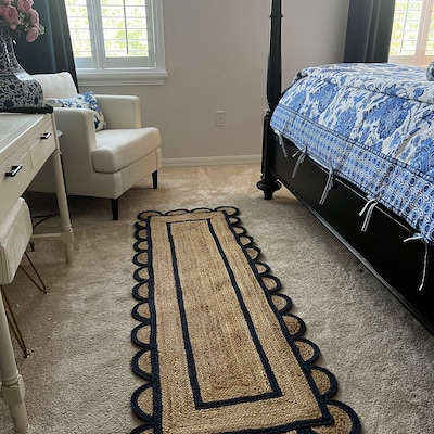 Scallop Wavy Jute Rug Natural Jute Wave Edge Rug Scalloped - Etsy