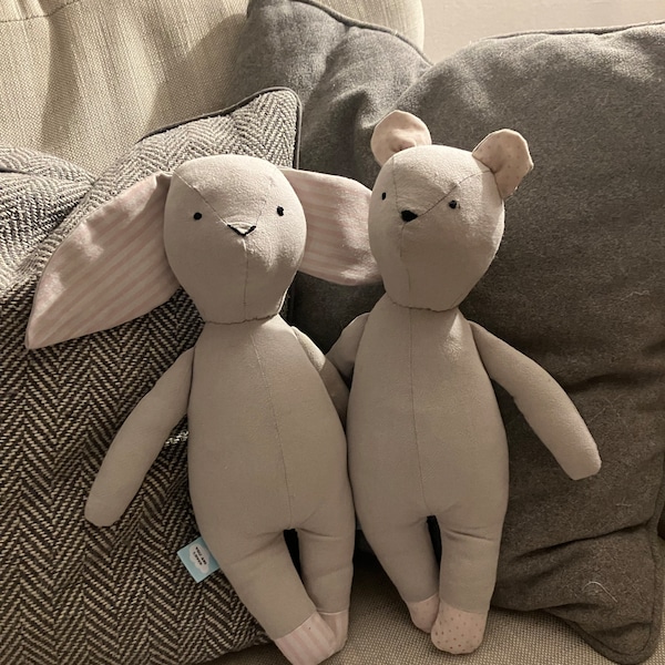 Bunny Rabbit and Bear Stuffed Animal Doll Sewing Pattern / Digital PDF ...