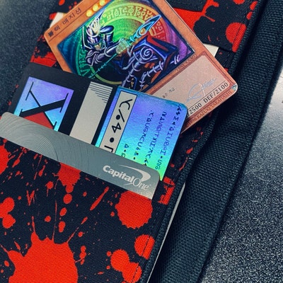 Vegan Chain Wallet Blood Splatter, Horror Wallet, Black Canvas, Goth ...