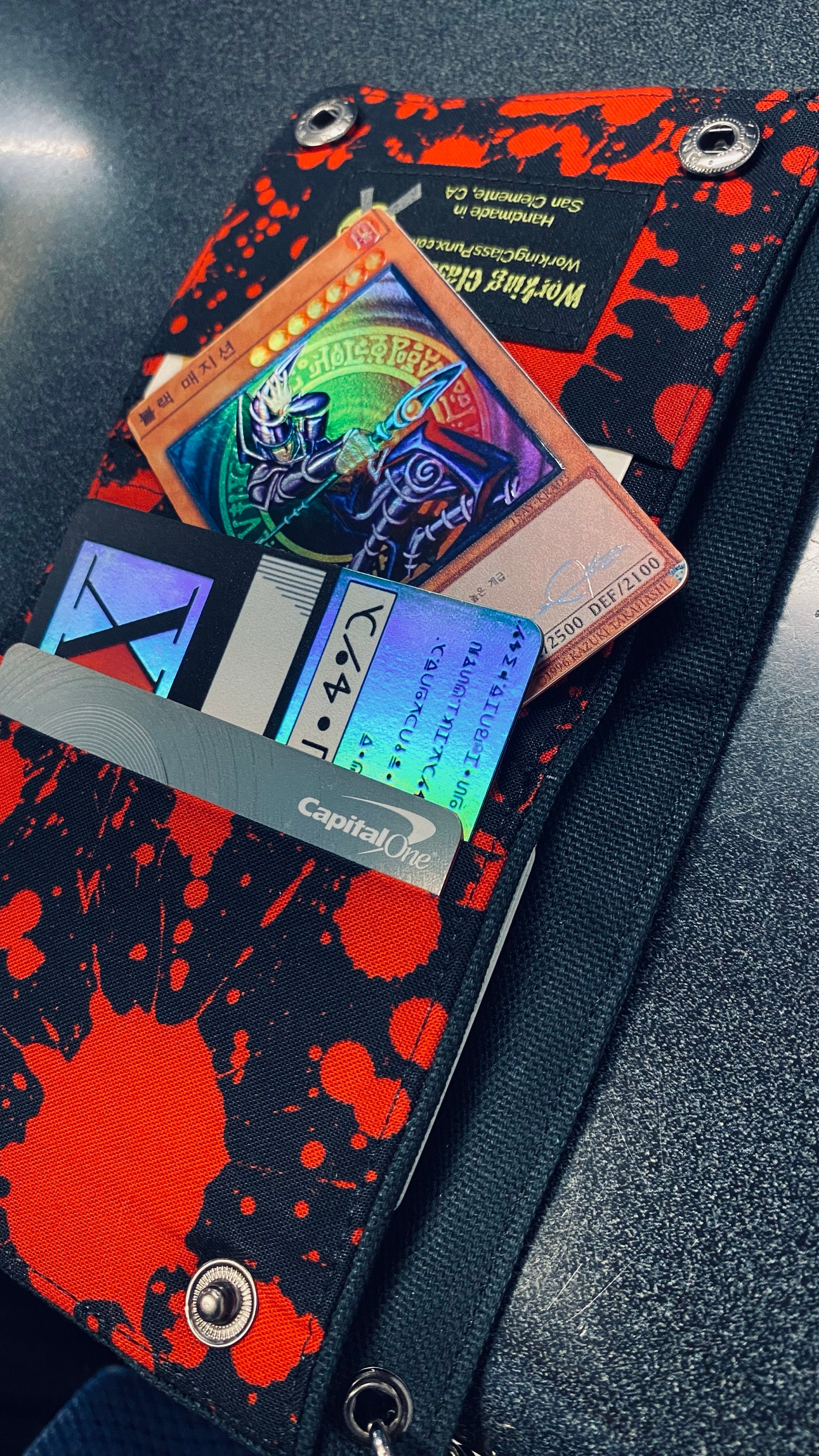 Vegan Chain Wallet Blood Splatter, Horror Wallet, Black Canvas, Goth ...