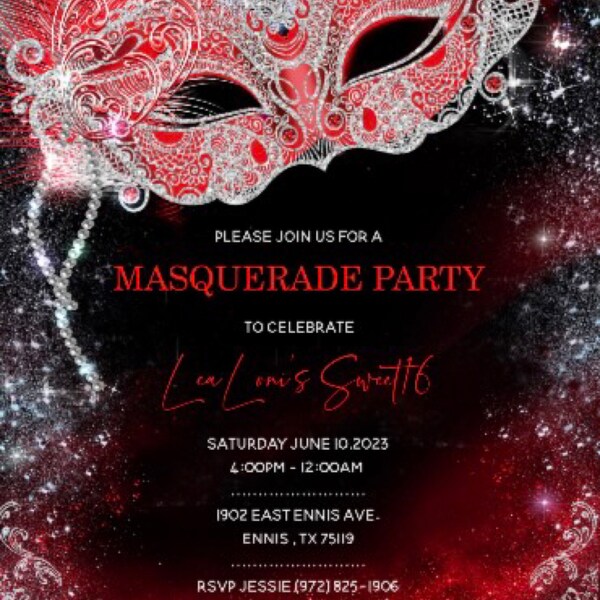 Editable Themes for Masquerade Party, Birthday Masquerade Party ...