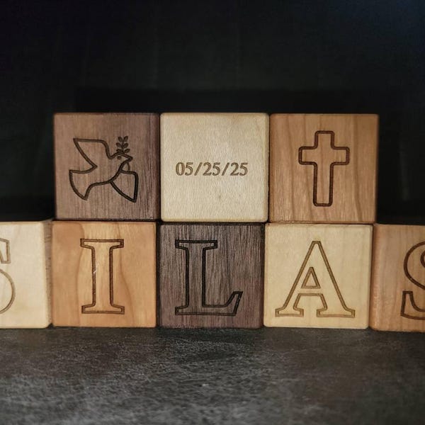 BAPTISM NAME BLOCKS - Personalized Baby or Child's Christening or ...