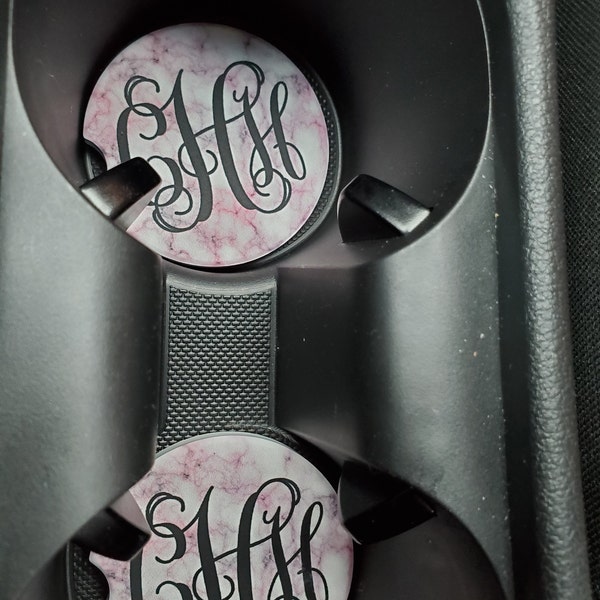 Car Coasters,set of 2, Marble Car Coasters, Monogram Car Coasters - Etsy