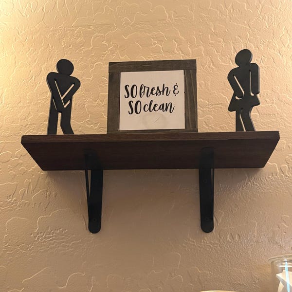 Standing Bathroom Sign People: Laser Cut Wood Restroom Decor (set of 2 ...