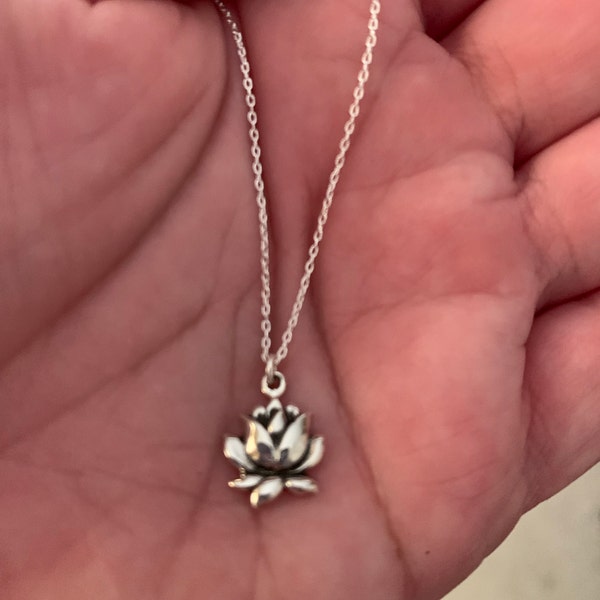 Sterling Silver Lotus Necklace, Lotus Flower, Silver Necklace, Flower ...