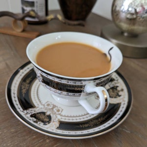 Gorgeous Black and Gold Tea Set, Bat, Cat, Crow and Moth Design ...