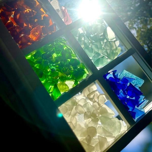 Dreamcatcher Stand up Sea and Beach Glass Display Window With Dividers ...