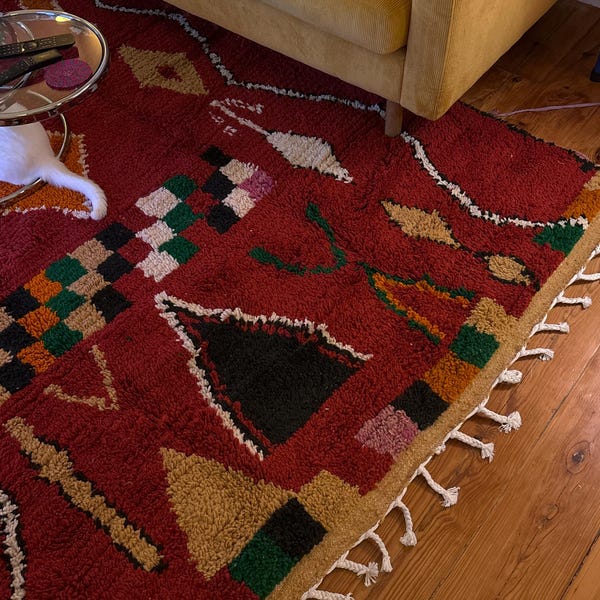 Green Beni Ourain Carpet-large Moroccan Rug 8x5-abstract Wool Rug ...