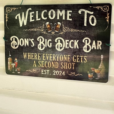Bar Sign Vintage Black Wood Design Personalized Metal Sign - Etsy
