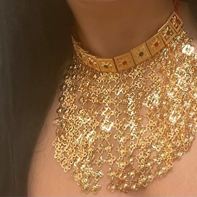 24K Gold Plated Arabic Set Earrings Necklace Layers Iraqi Dubai Gold ...