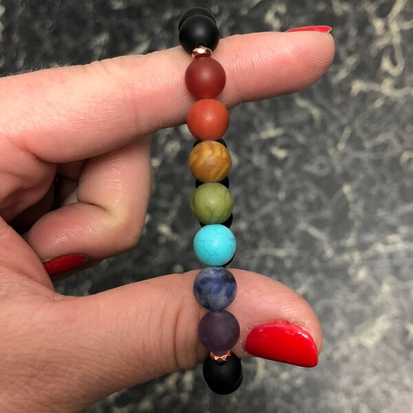 7 Chakra Beads Matte 8mm Set Chakra Gemstone Beads 49PCS Chakra Mala ...