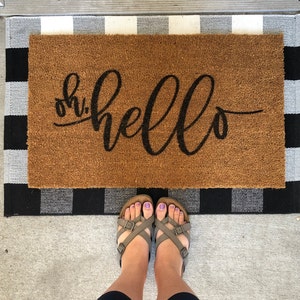 Oh Hello Doormat, Hello Welcome Mat, Housewarming Gift, Cute Doormat ...
