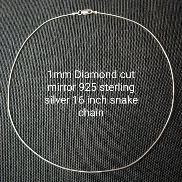Diamond Cut Snake Chain, 1mm Mirror Snake Chain, Sterling Silver Chain ...