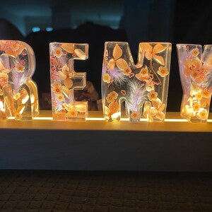 Customised 4cm Tall Name/letter Lamp Handmade With Epoxy Resin, Real ...