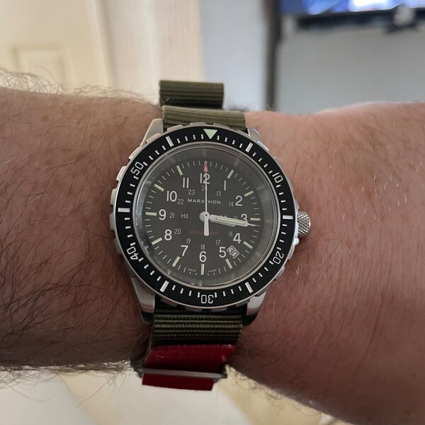 T-11 O-rig Watch Strap Army Green/red, Parachute Style Military Webbing ...