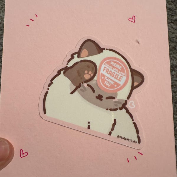 Please Handle With Love FRAGILE Sticker | Cat Meme Stickers | Kawaii ...