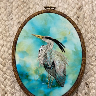 Heron Embroidery Hoop Art Pattern Instant Download Bird Hand Embroidery ...