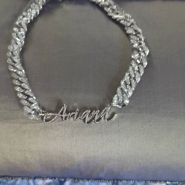 Custom Diamond Name Necklace Iced Out Cuban Chain, Script Name Necklace ...