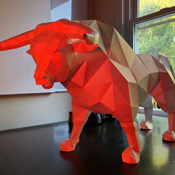Bull Paper Craft, Digital Template, Origami, PDF Download DIY, Low Poly ...