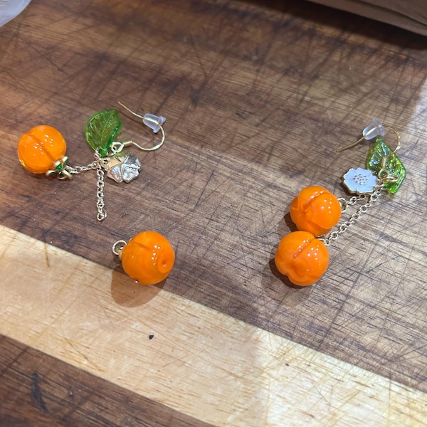 Persimmon Earrings Glass Fruit Food Earrings Jewelry Handmade Gift for ...