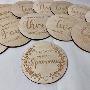 Personalised Wooden Baby Milestone Discs Cards Keepsake Gift - Etsy